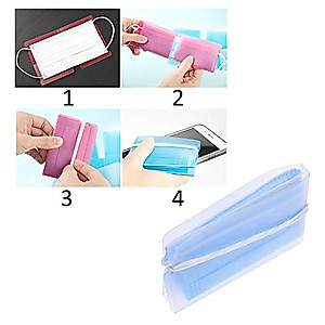 Kare & Kind 30x Facial Mask Storage Clip Folder - Reusable Cover Holder - Portable Mask Organizer to Protect and Store Disposable Masks Neatly - For Home Office Travel - Pink/Blue/Transparent