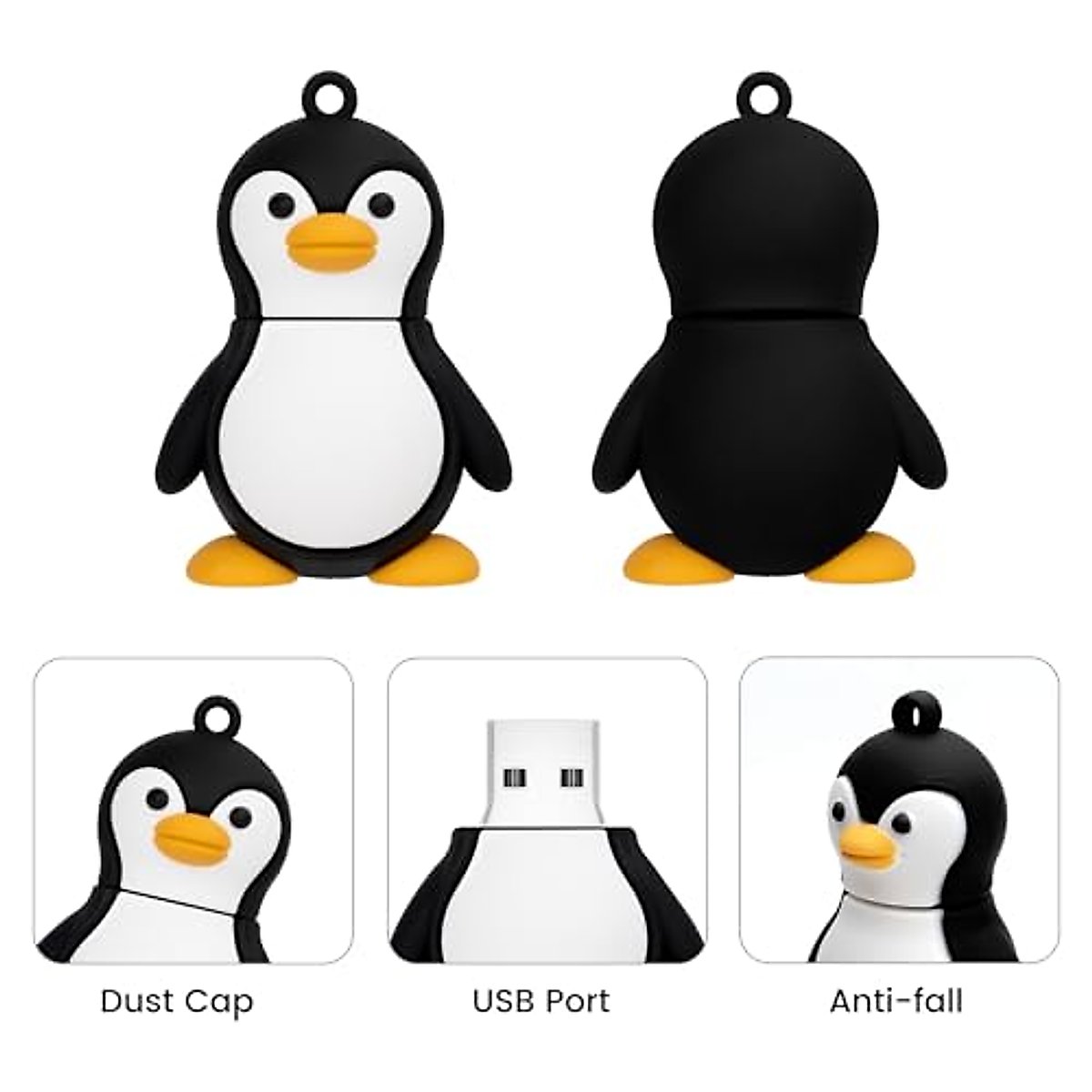 USB Flash Drive 64GB Cute Penguin Model USB Drive Thumb Drives USB 2.0 Memory Stick for External Data Storage