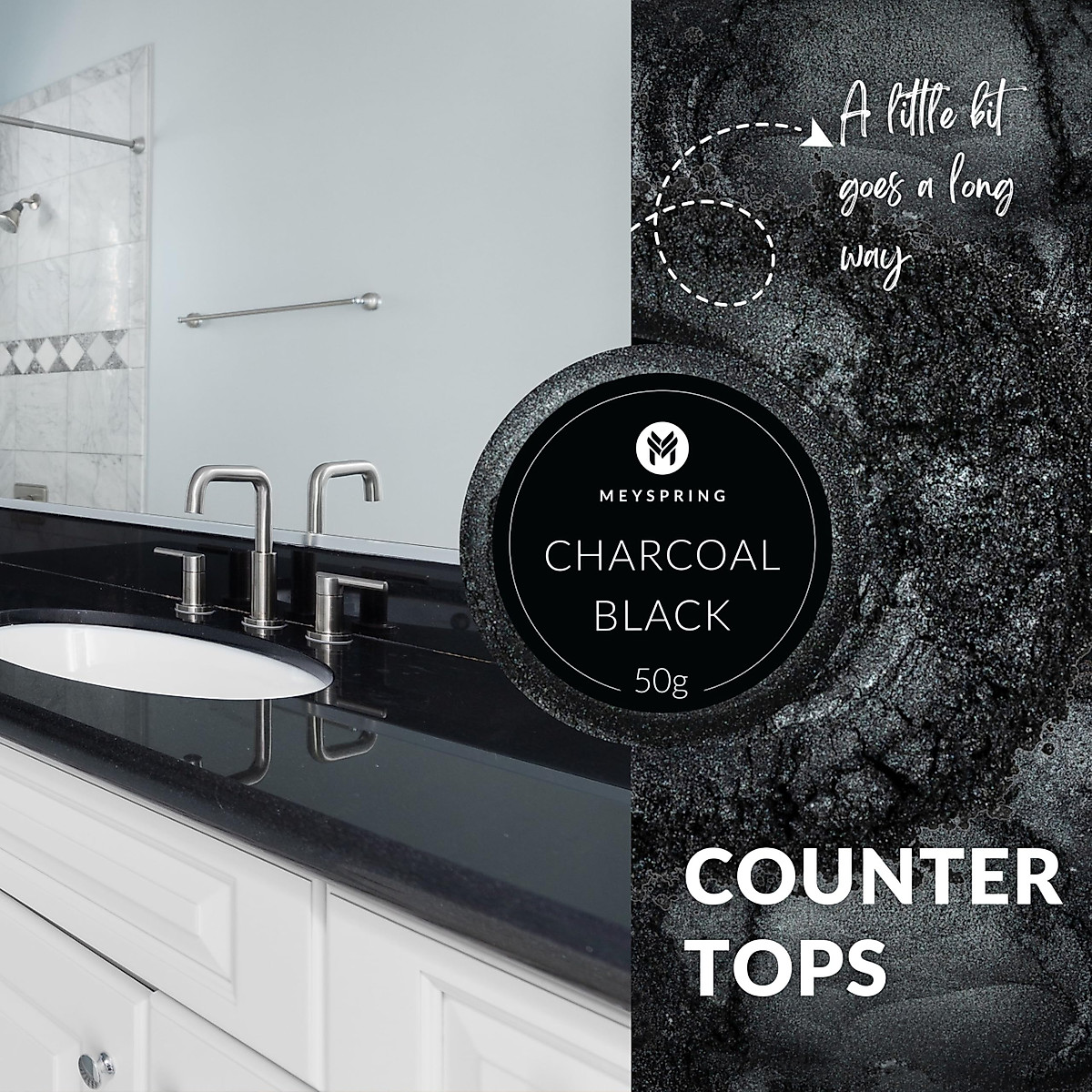 MEYSPRING Charcoal Black Epoxy Resin Color Pigment - 50 Grams - Great for Resin Art, Epoxy Resin, and UV Resin - Mica Powder for Epoxy Resin