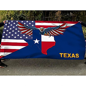 Texas Eagle Behind American Flag, American Eagle Veteran Flag, 3x5 Double 3x5inch