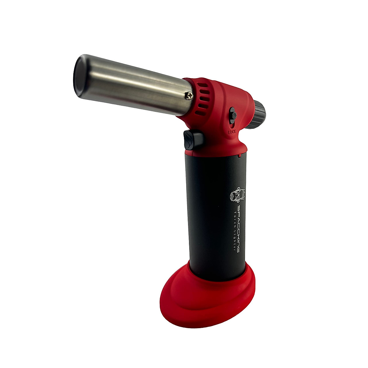 Space King Tall Wind-Proof Torch Lighter - Adjustable Flame - Child-Lock - Perfect for Camping, Kitchen, Backyard, Travel, Beach, BBQ, Mountain, Outdoors, Travel, Garage, and More. (Red)