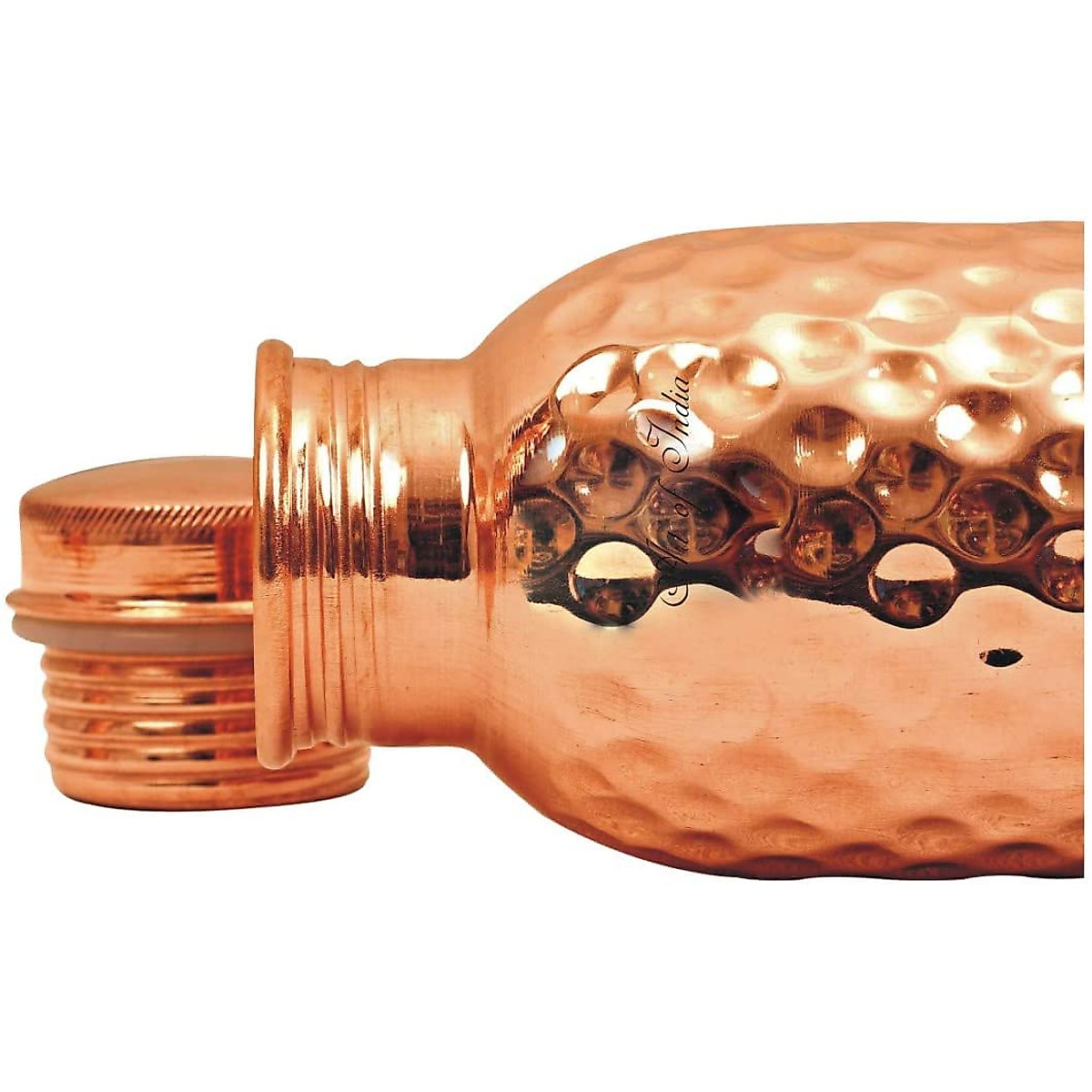 Arts Of India Pure Copper Water Bottle, Drink ware Set, Capacity 1000 ML, Set of 2 ((HAMMERED 2)