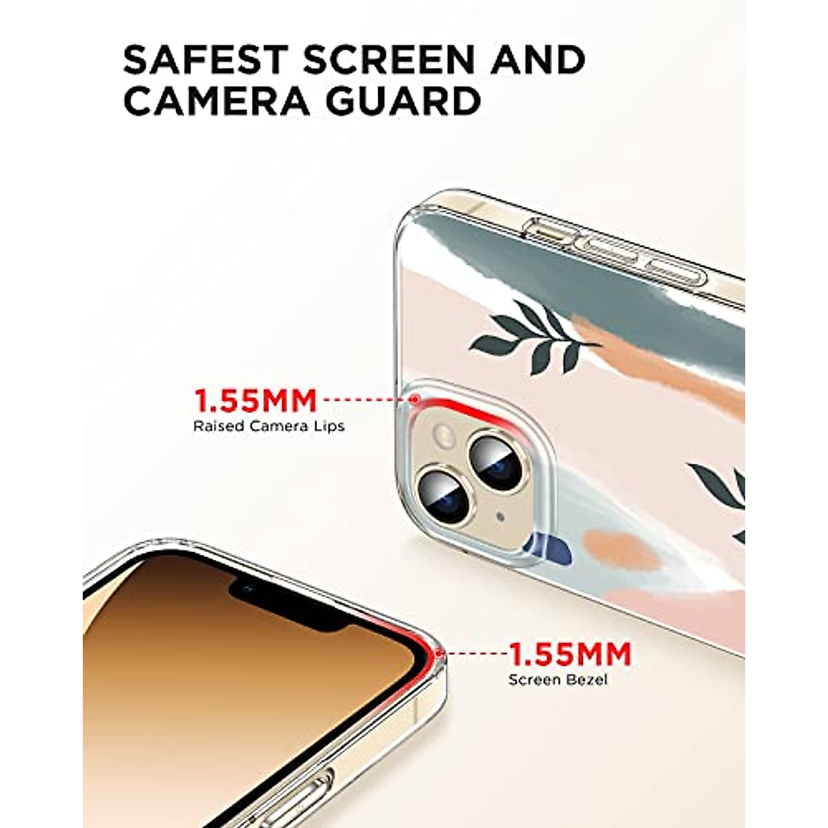 Noyabox iPhone 14 Case for Women, [with Screen Protector] iPhone 13 Case for Women Slim Fit Boho Floral Design, Never Fade Pattern, Shockproof & Non-Fading, 6.1 Inch