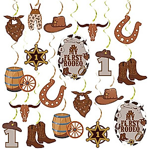 Cowboy Party Decorations My First Rodeo Birthday Party for Boy Supplies Western Theme Party Supplies Hanging Swirls Foil Cowgirl Birthday Decorations for Wild West Farm Country Party