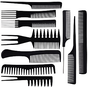 16Pack Styling Comb Set for Women:10Pcs Hair Stylists Styling Comb and 6Pcs Alligator Styling Sectioning Clips,Professional Hair Comb Set Great for All Hair Types,Can Meet Your Different Needs (Black)