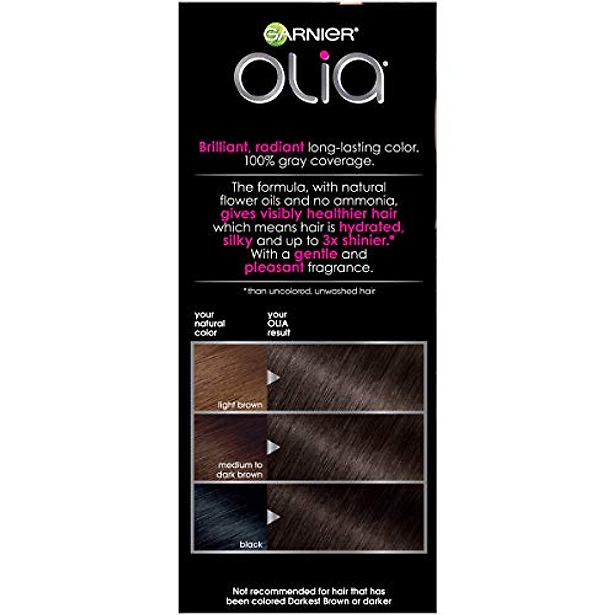 Garnier Olia Ammonia Free Permanent Hair Color, 100% Gray Coverage (Packaging May Vary), 4.0 Dark Brown Hair Dye, Pack of 1