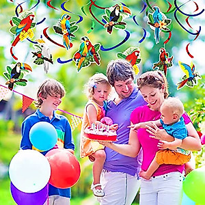 30 Tropical Birds Party Supplies Tropical Hawaiian Decorations Toucan Parrot Party Hanging Swirl Foil Ceiling Decor for Summer Luau Hawaiian Beach Pool Party Wedding Birthday Party Supplies