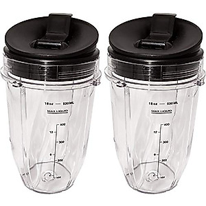 Bidihome Blender Cups for Ninja Blender, 18OZ Cup with Sip & Seal Lids Compatible with 900w 1000w Nutri Ninja Blender Auto iQ series (2 Pack)