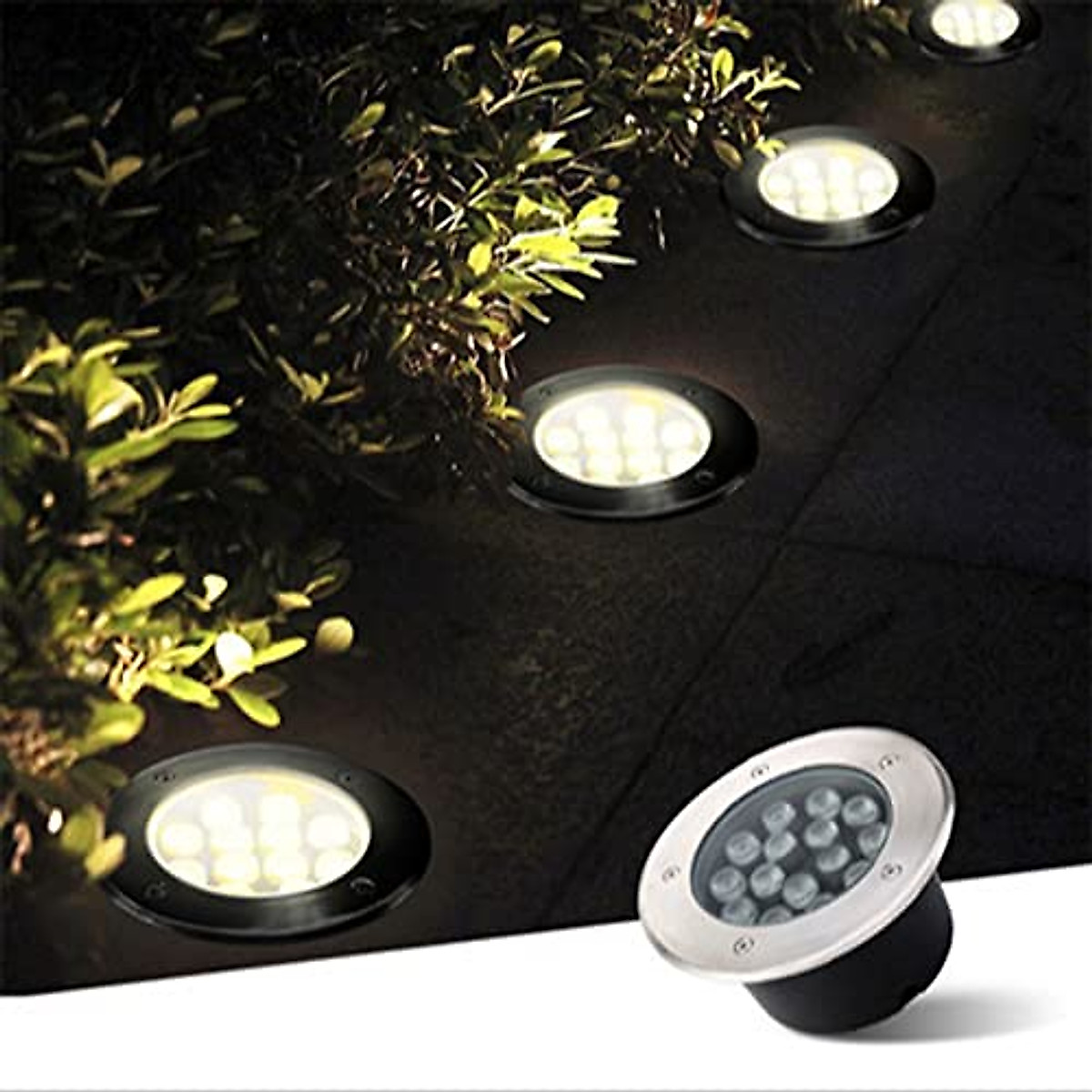 TWXG LED Outdoor IP68 Waterproof Buried Lights Embedded Round Colored Landscape Light Pool Light Stainless Steel Underwater Lights for Aquariums, Swimming Pools, Gardens