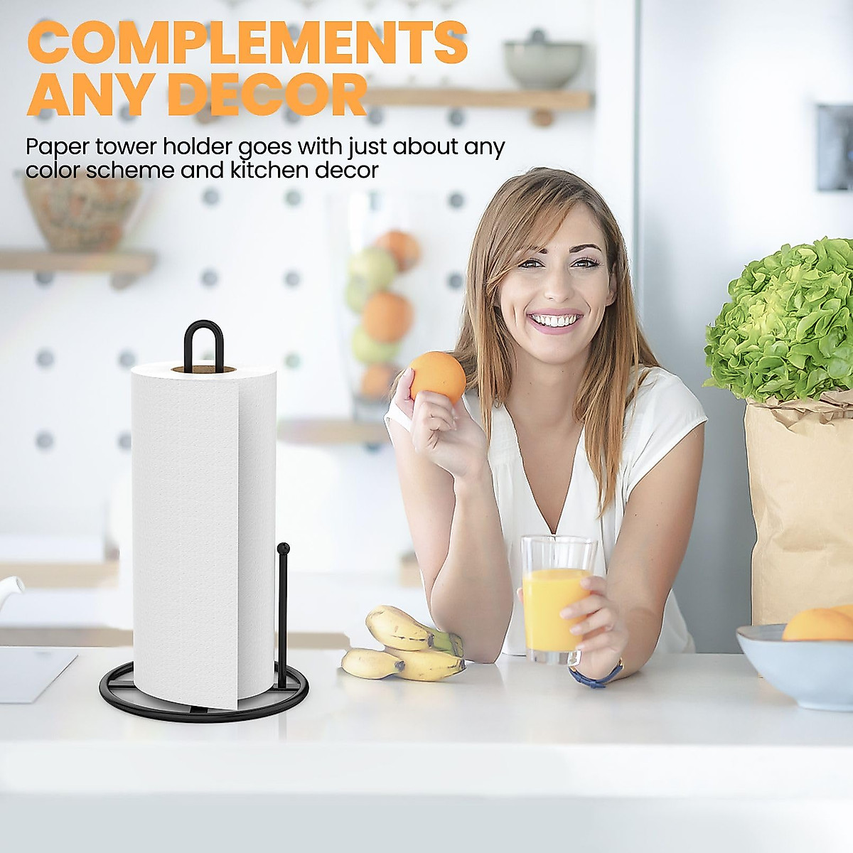 Paper Towel Holder-Black Kitchen Roll Holder for Kitchen Roll Organize