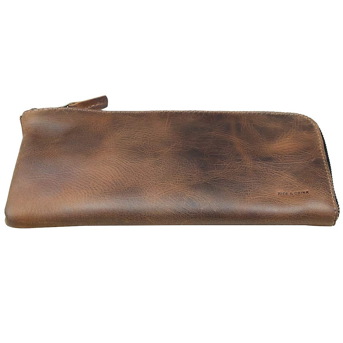 Hide & Drink, Leather Long Zippered Wallet, Holds Up to 8 Cards Plus Coins And Flat Bills, Phone Holder, Travel Essentials, Handmade (Bourbon Brown)