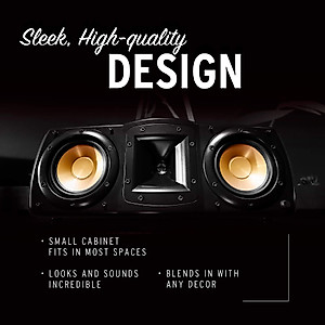 Klipsch Synergy Black Label C-200 Center Channel Speaker for Crystal-Clear Dialogue and Vocals with Proprietary Horn Technology, Dual 5.25” High-Output Woofers, and Dynamic 1” Tweeter in Black