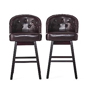 Christopher Knight Home Ogden KD Swivel Barstool (2 piece set) - Brown