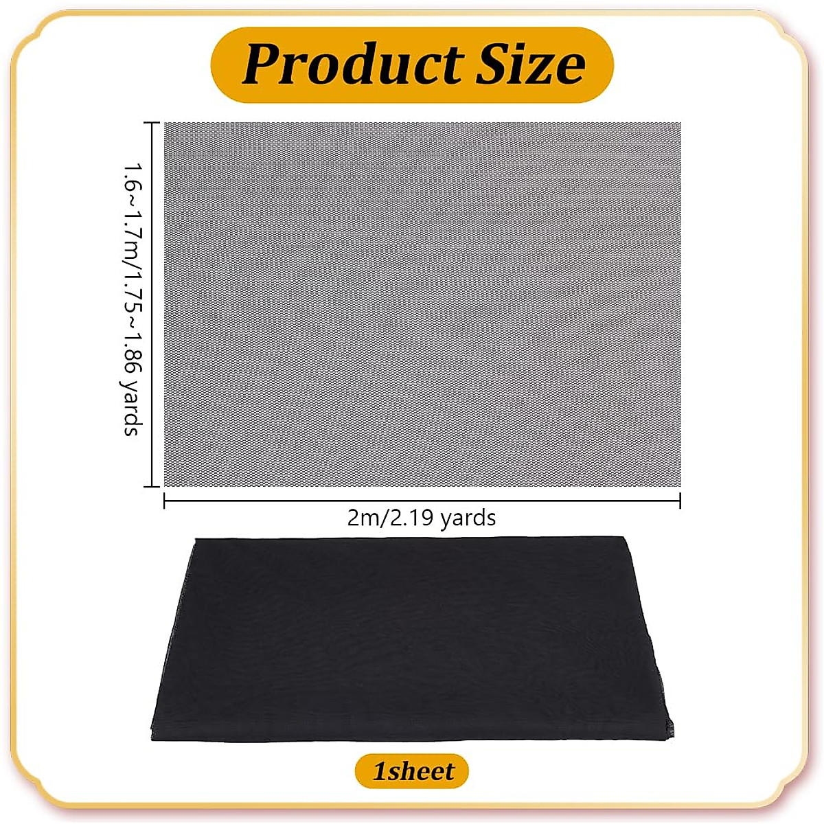 OLYCRAFT 2m/2.2 Yards Black Micro Mesh Fabric 1.7~1.8 Yards Wide No Stretch Net Fabric Mesh Polyester Mesh Sheer Tulle Lace Fabric for Gift Wrapping DIY Sewing Crafts Wedding Party Decorations