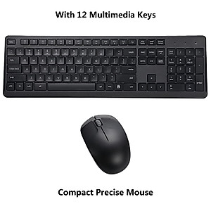 2.4 GHz Wireless Keyboard and Mouse Combo, Full-Sized USB Cordless Mouse Keyboard Set Silent for PC Laptop Computer Desktop Windows Mac Chromebook, Numeric Keypad & Compact Optical Mouse (Grey)