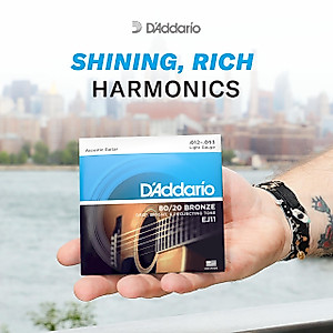 D'Addario Guitar Strings - Acoustic Guitar Strings - 80/20 Bronze - For 6 String Guitar - Deep, Bright, Projecting Tone - EJ10-3D - Extra Light, 10-47 - 3-Pack