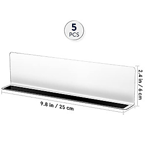 ULTECHNOVO Clear Shelf Dividers, Plastic Shelf Divider- 5PCS Shelf Separator with Magnetic Side- Firmly Standing Clear Shelf Clapboard for Cabinets Shelf Store Goods
