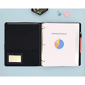 Blue Sky ProView Legacy Black 3 Ring Binder, Letter Size, 1", Textured Faux Leather Cover, Built-in Pockets, Holds 175 Sheets (94029)