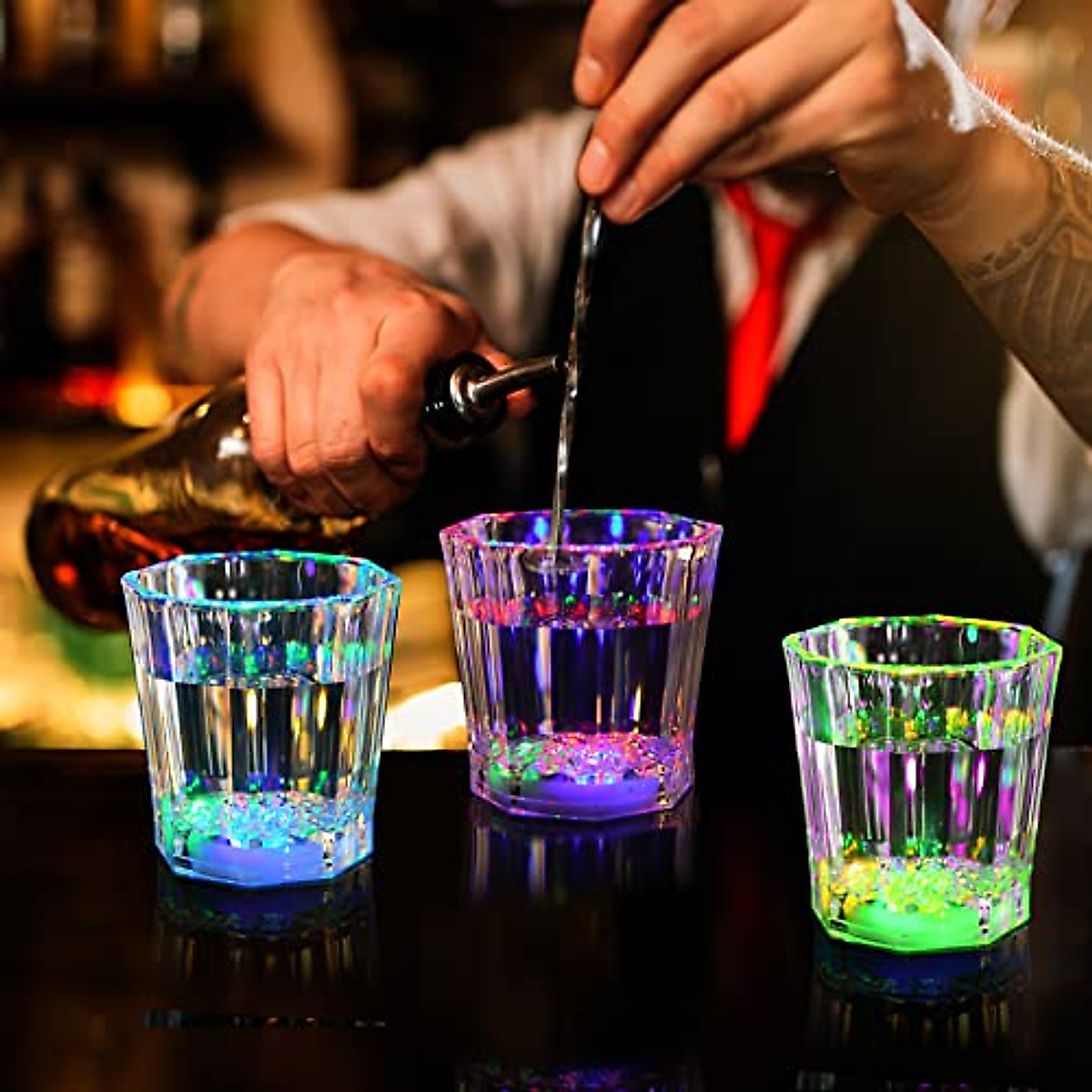 24 PCS Light Up Shot Glasses for Party Favors Adults Guests Kids Party Cups Led Shot Glasses Glow in the Dark Party Supplies Birthday Shot Glass Glowing Party Cups for Night Club,Christmas,Halloween