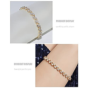 UDYLGOON Wedding Earrings Necklace Bracelet Jewelry Set For Women Bridal Bridesmaid Party Prom (Gold)