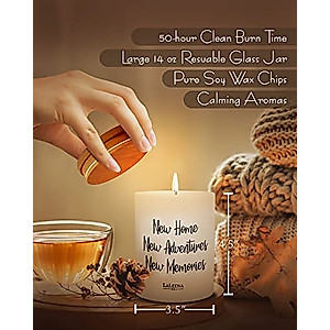 Scented Soy House Warming Candle – Glass Jar Candle Gift with 100% Organic Soy Wax & Fragrance Oil – New Home Decor for Women, Men, Couples, Meditation, Yoga, & More by LaLeena, 14 Oz., Jasmine Scent