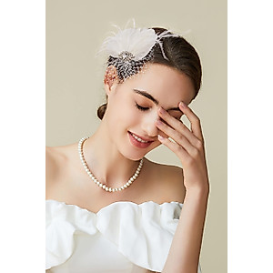 BABEYOND Veil Fascinator Hat for Women Feather Fascinators Hair Clip with Removable Veil Tea Party Hat Bridal Wedding