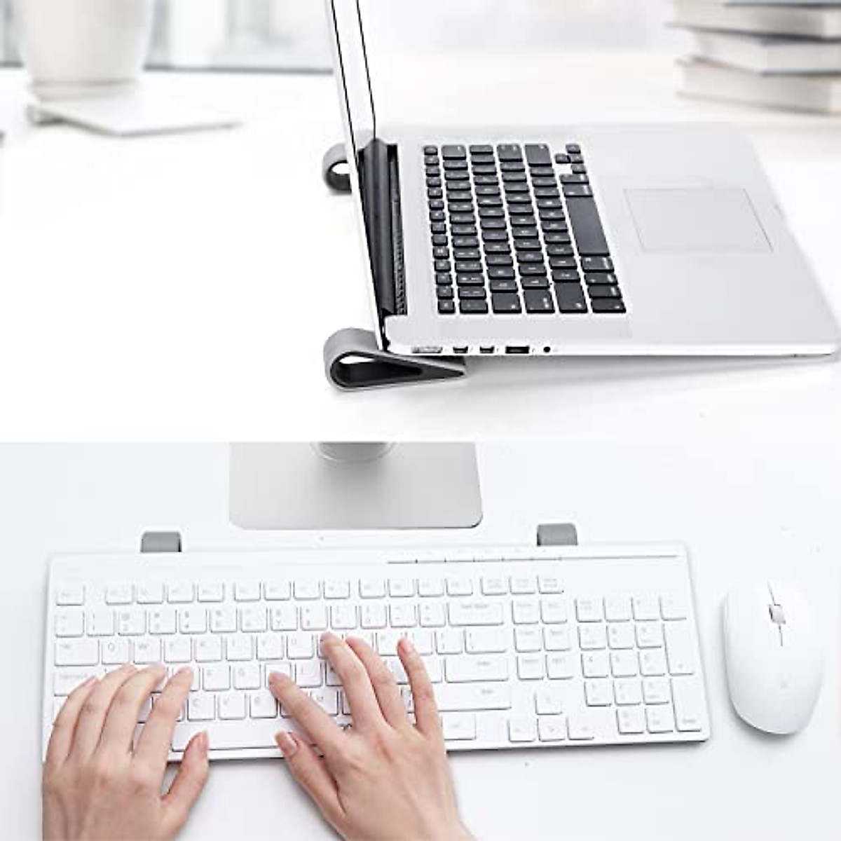 SUPBEE Universal Laptop/Computer Keyboard Stands, [4 Pack] Rubber Tilting Wedge Riser Holder for Desk, Ultra Compact Portable Ventilated Stand & Elevated Feet for Notebook Keyboard - Black