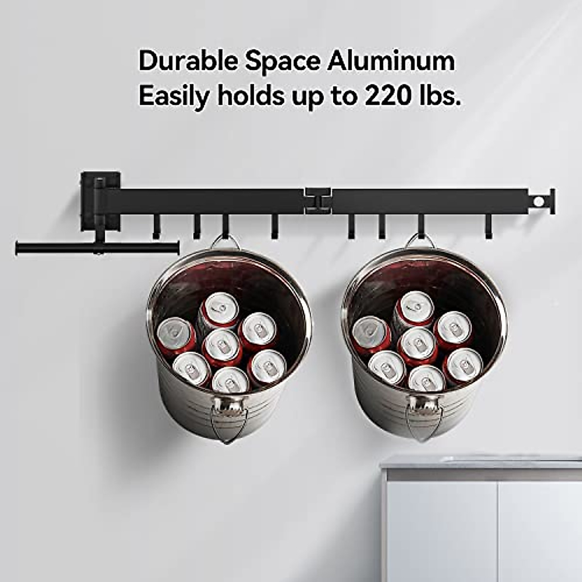 BAICIWE Wall Mounted Clothes Drying Rack, Retractable Laundry Drying Rack, Clothes Drying Rack Folding Indoor, Space Saver, Drying Rack Clothing for Balcony, Laundry, Bathroom, Patio(Bi-Fold)