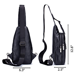 BULLCAPTAIN Genuine Leather Men Sling Bag Casual Travel Hiking Chest Bag Crossbody Shoulder Backpack