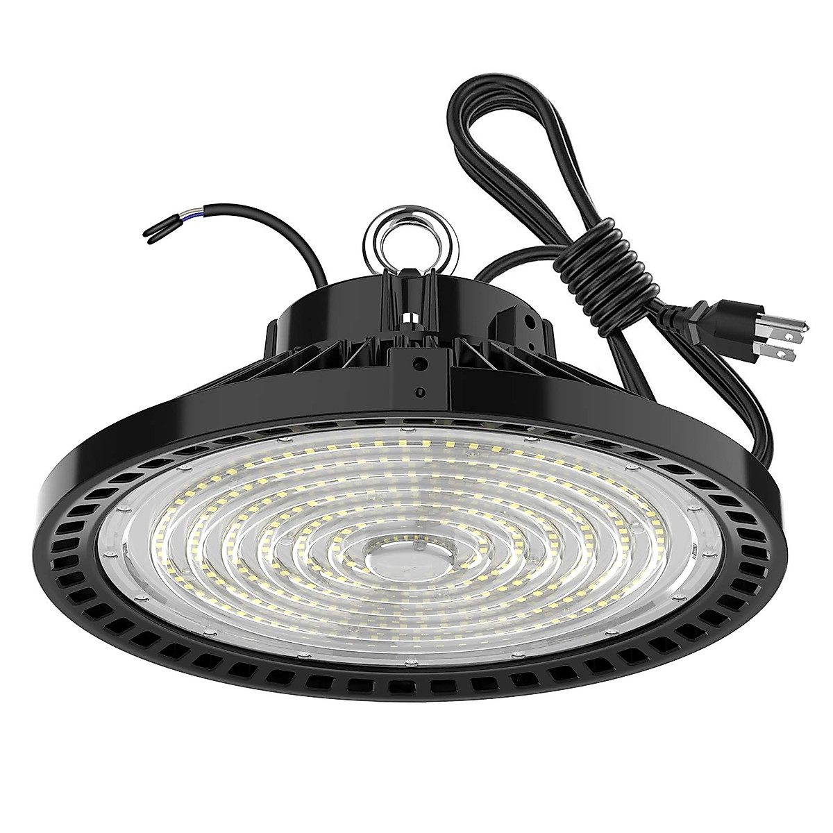 240W led high bay lighting,1-10V Dimmable ufo high bay light with plug，AC90-277V 5000K Daylight white， IP65 Waterproof Commercial Grade Area Warehouse Workshop Hanging Lighting Fixtures （1pack）