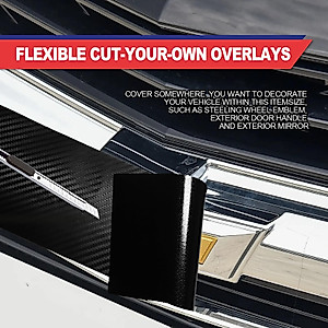 Compatible with 11.8" x 4" 3PCS Chevy Bowtie Emblem Logo Stickers Cut DIY Decals, 3 Pcs Universal Logo Overlay Carbon Fiber Black