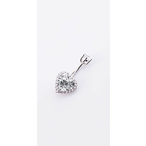 Musegetes Sterling Silver Belly Button Rings, Real 925 Sterling Silver, Heart Belly Rings, 14G Navel Piercing Rings, High Polished Smooth Surface, Resists Allergy, Sterling Silver, cubic zirconia