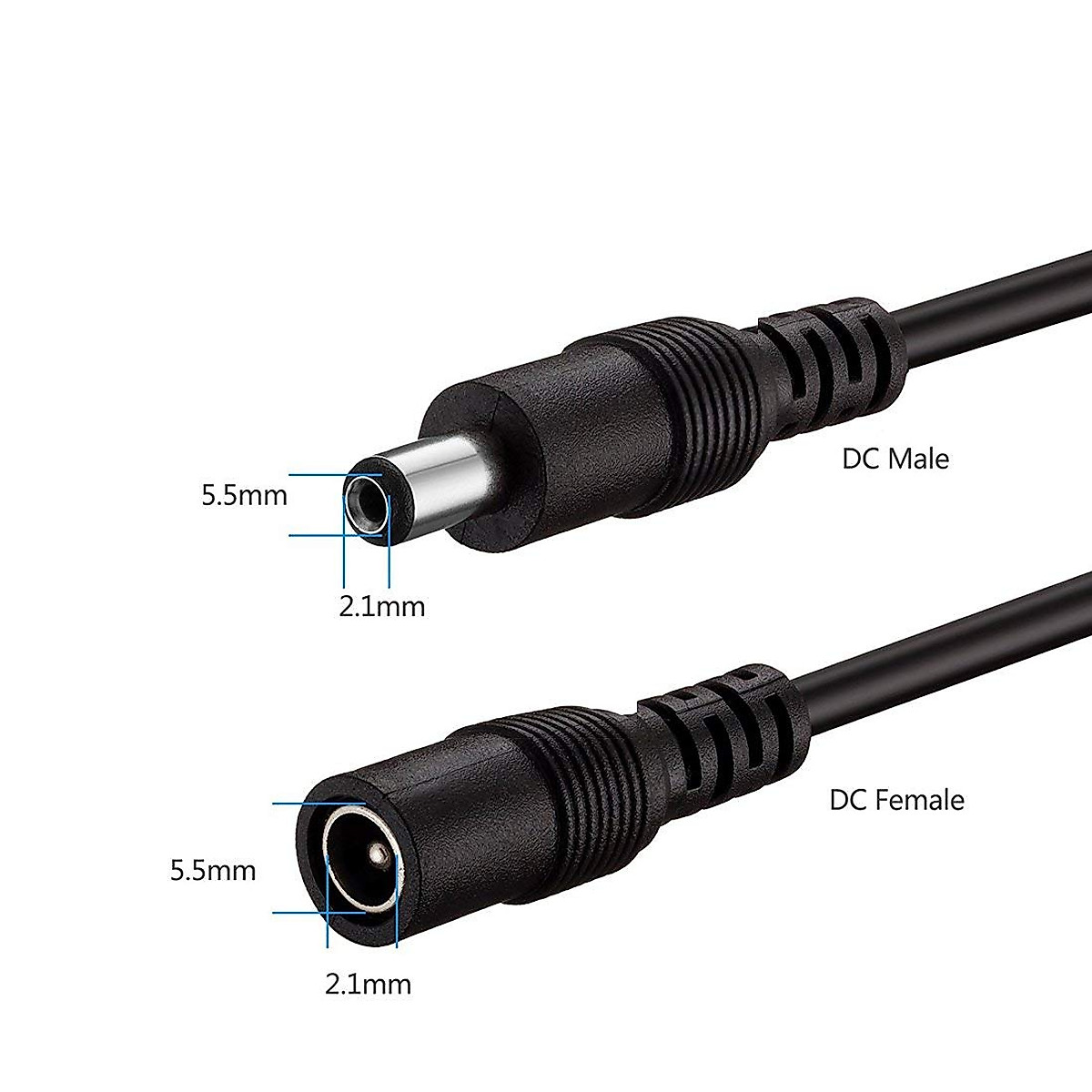 Hiseeu 30ft (10m) DC Power Extension Cable, 5.5mm x 2.1mm, 12V Extension Cord for Security Cameras, IP Camera, Standalone DVR, LED Display, Router, Invoice Printer