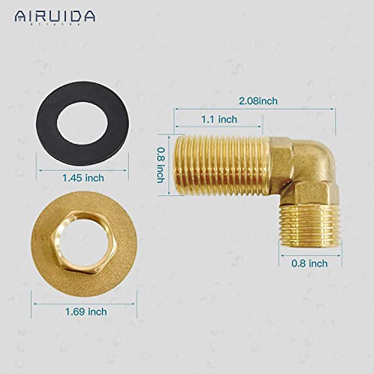 Airuida Installation kit for Wall Mount Commercial Sink Faucets Connector Set Stainless Steel Commercial Kitchen Prep Utility Sink G1/2" Male 90 Degree