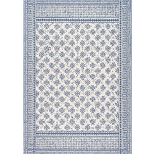nuLOOM Rana Border Indoor/Outdoor Area Rug, 5' 3" x 7' 6", Blue