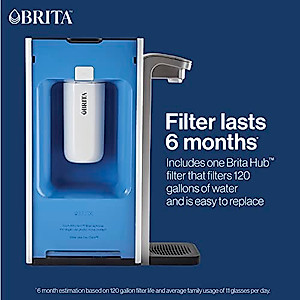 Brita Hub Instant Powerful Countertop Water Filter System, 12 Cup Water Reservoir, Includes 6 Month Carbon Block Filter, White, 87340