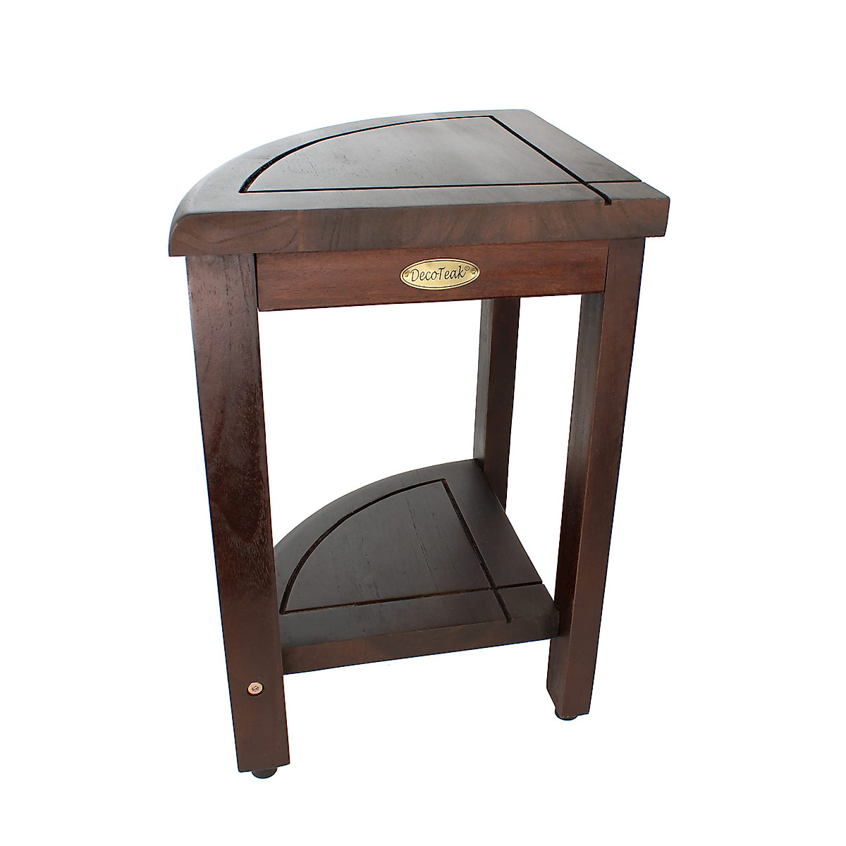 EcoDecors DecoTeak - Teak Snazzy Corner Shower Shelf - Shower Stool for Shaving Legs - Shower Foot Stool - Teak Shower Stool - Corner Shower Stool - Small Shower Stool