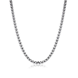 Square Rolo Chain Necklace 2mm 24inch Stainless Steel Box Chain Jewelry for Men & Women