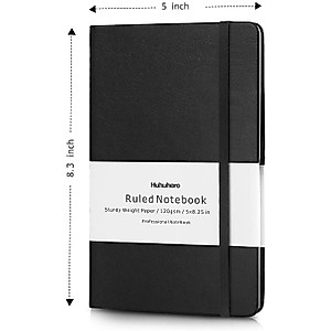 Huhuhero 10 Pack Notebooks Journal, Ruled Notebook, Premium Thick Paper Lined Journal, Black Hardcover Notebook for Office Home School Business Writing Note Taking Journaling, 5"×8.25"