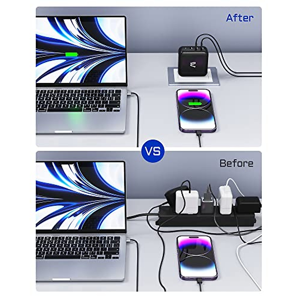 140W USB C Charger, PD3.1 GaN 3Port Type C Wall Charger Fast Charging Station Adapter, PD 100W PPS Charger Block for MacBook Pro 16"/Air, iPhone 14 Pro Max, Galaxy S22/S21,Tablet,Laptop-Black