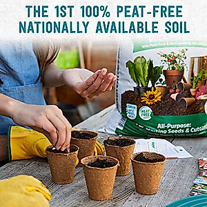 Back to the Roots 3-in-1 Seed Starting Mix 12 Quarts, 100% Organic & USA Made for Herbs, Veggies, Flowers, w/ Nutrient Rich Plant Food, Worm-Castings, & Moisture Controlling Yucca Brown