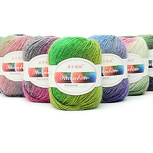 1pc Soft Worsted Yarn Rainbow Gradient Colors DIY Knitting Wool Shawl Scarf Sweater Crochet Thread Supplies