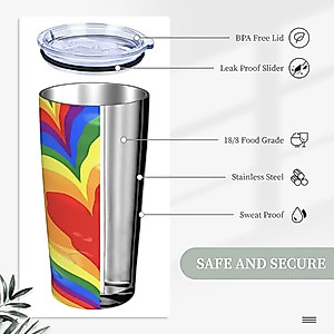 IYERSKD Rainbow Pride Flag Waving In The Wind 20 oz Stainless Steel Tumbler Vacuum Insulated Leakproof Travel Mug for Car Office Gym