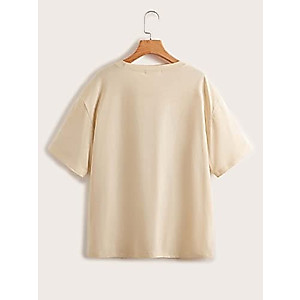 SOLY HUX Women's Graphic Letter Print T Shirt Short Sleeve Tee Top Cartoon Bear Apricot Plus 2XL