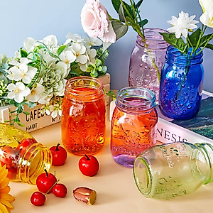 12 Pieces 32 oz Colored Mason Jars Glass Mason Jars with Lids Glass Wide Mouth Canning Jar NOT Allowed Dishwasher(Cute Colors)
