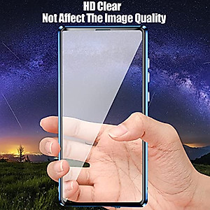 Magnetic Case for Samsung Galaxy S23 Ultra with Safety Lock, Magnetic Tempered Glass Double-Sided Phone Case, Anti-Scratch Support Wireless Charger Clear Magnetic Case for Galaxy S23 Ultra 5G 6.8''