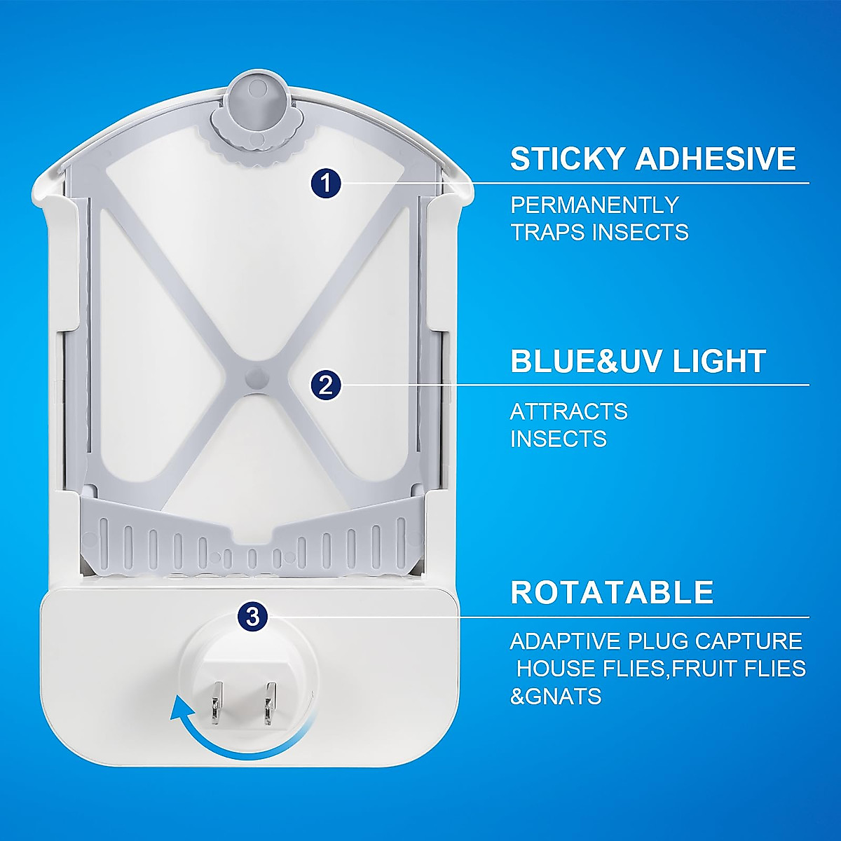 Husaco Flying Insect Trap, Compatible with ZEVOM364 Refill, 2 Plug-in Base + 2 Cartridge