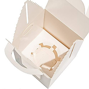 50 Pcs Single White Cupcakes Containers Gift Boxes with Window Inserts Handle for Wedding Candy Boxes