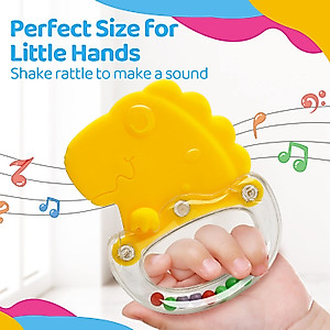 CUTE STONE Baby Rattles Toys Set, Babies Teethers Toys for Baby 3-12 Months, Early Development Learning Toy with Grasp, Spin Rattle Set and Storage Box, Newborn Infant Birthday Gifts for Girls & Boys