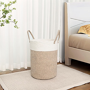 Woven Laundry Basket Laundry Hamper for Bedroom, Dirty Clothes Hamper Tall Basket, Boho Laundry Basket Nursery Hamper, 58l Large Laundry Hamper Dirty Clothes Basket Clothes Hampers for Laundry Blanket